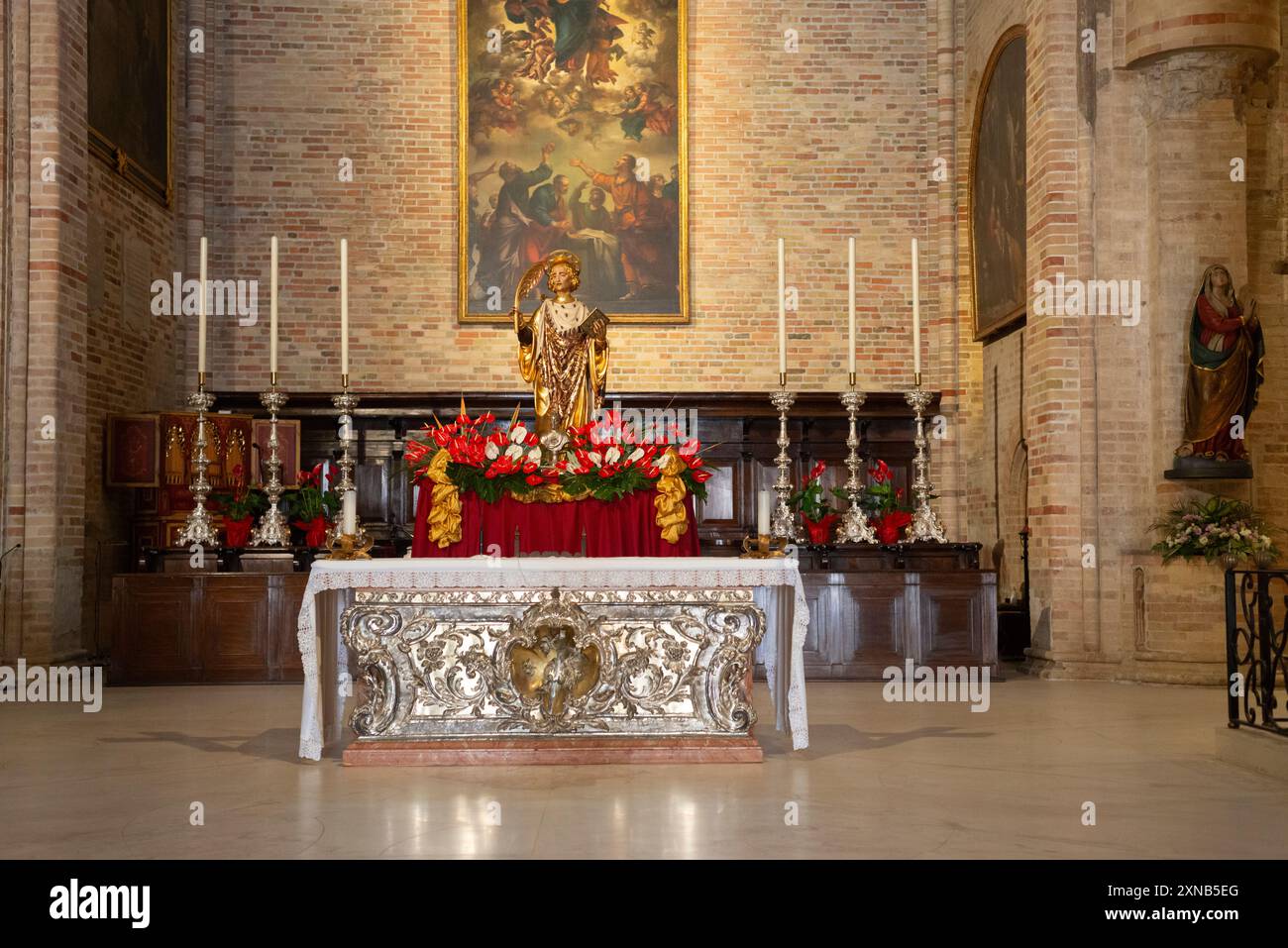 Italy, Lombardy, Crema, the Cathedral, Statue of San Pantaleone Patron ...