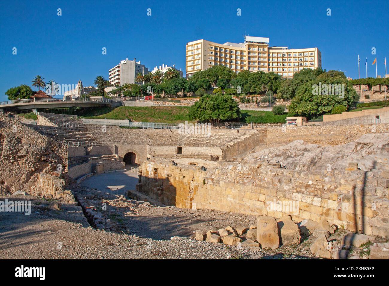 Ruins of Tarragona's Roman amphitheatre at the foot of the medieval ...