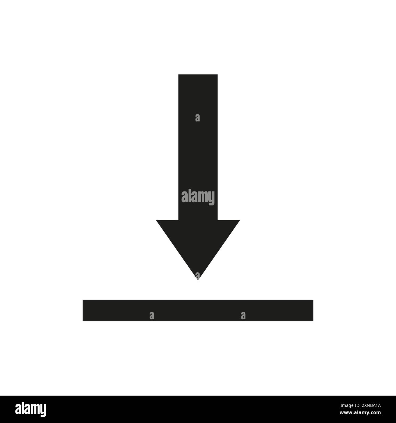 Download icon vector. Black arrow pointing down to horizontal line ...