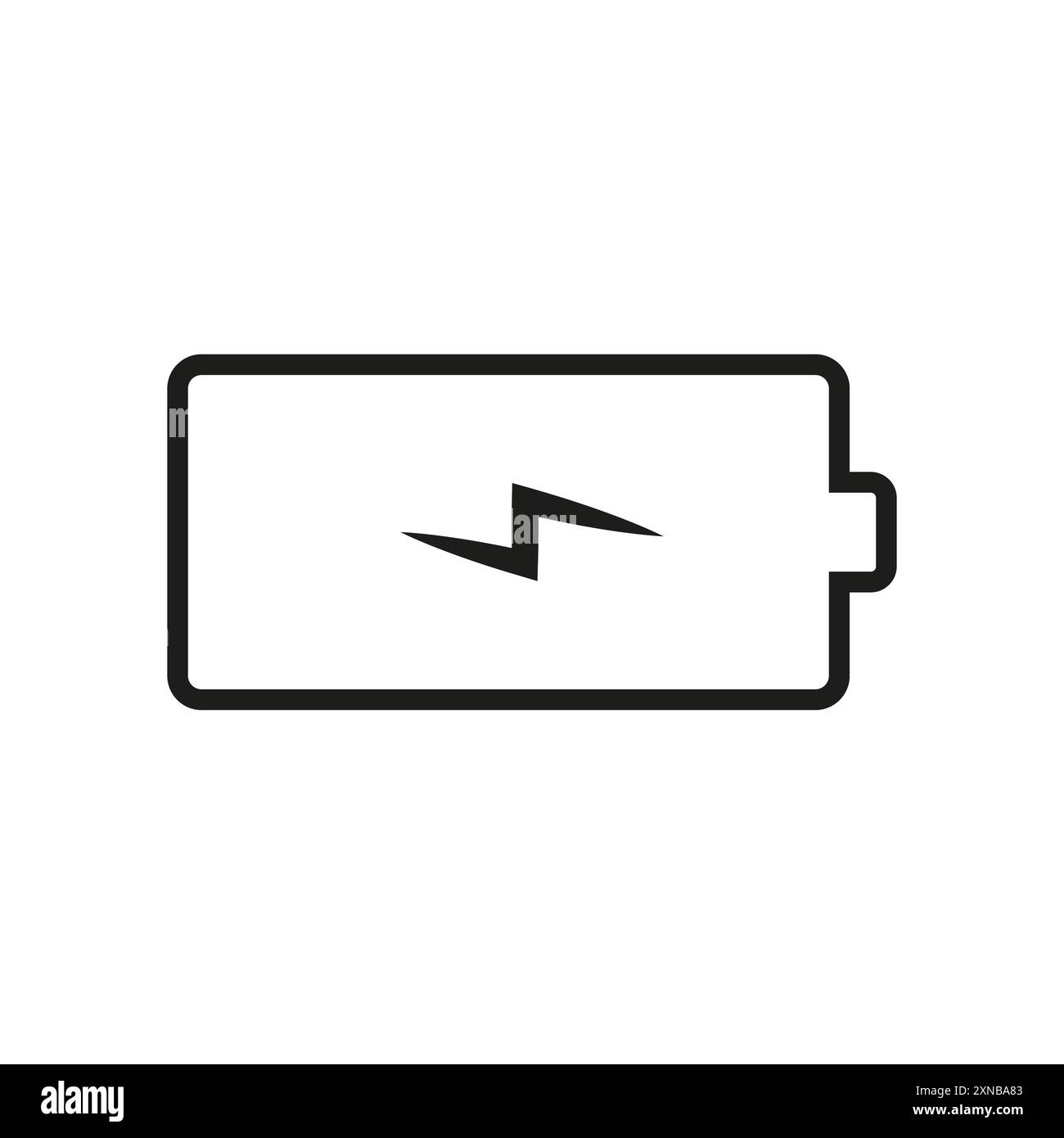 Battery icon vector. Simple black outline battery symbol with lightning ...