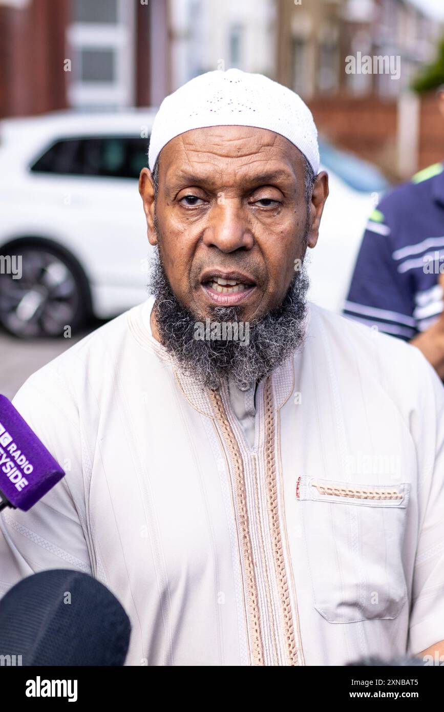 Imam Sheik Ibrahim Hussein, speaks to media outside Southport Islamic ...
