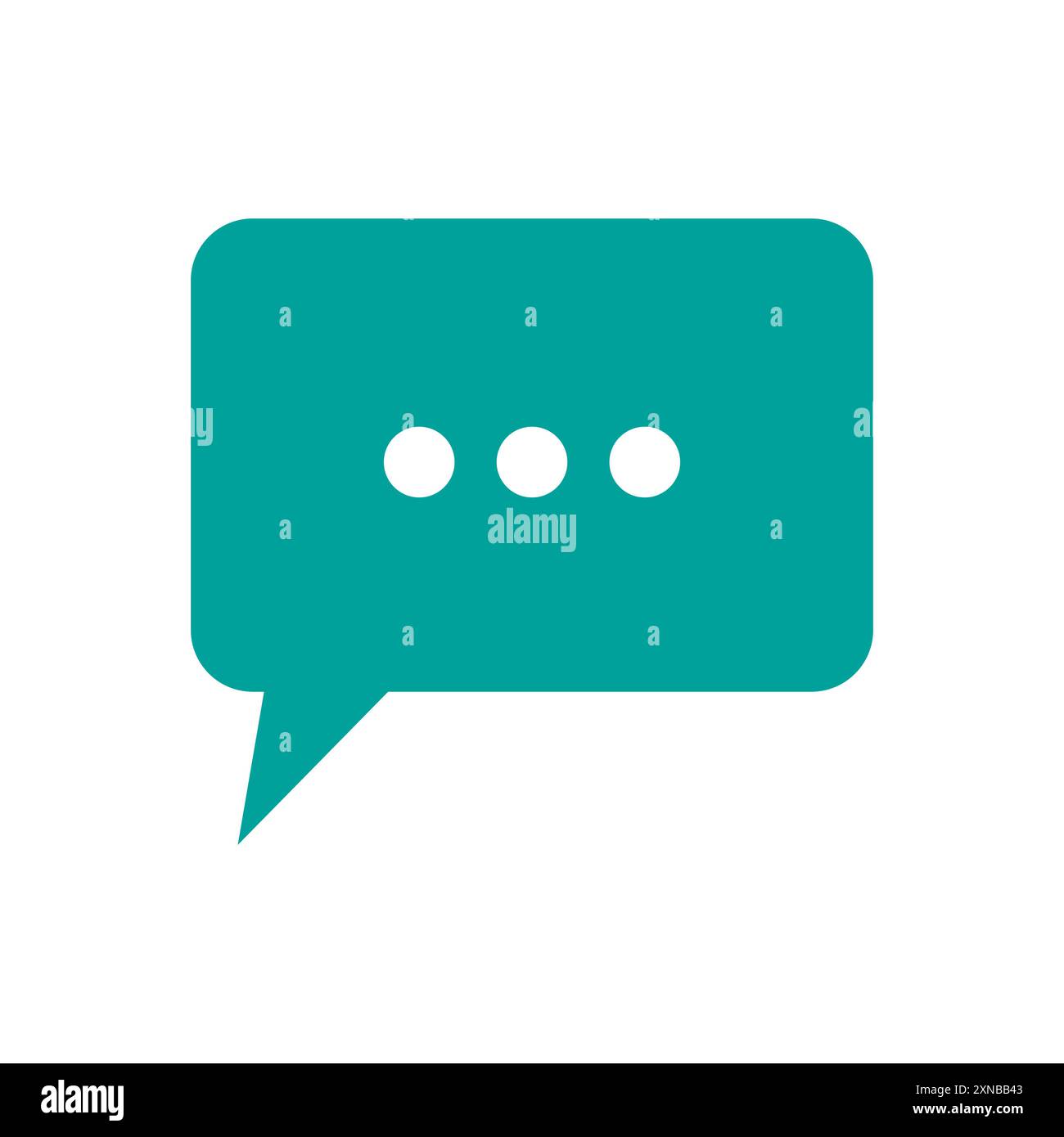 Chat bubble icon. Teal speech box. Message dots vector. Communication ...