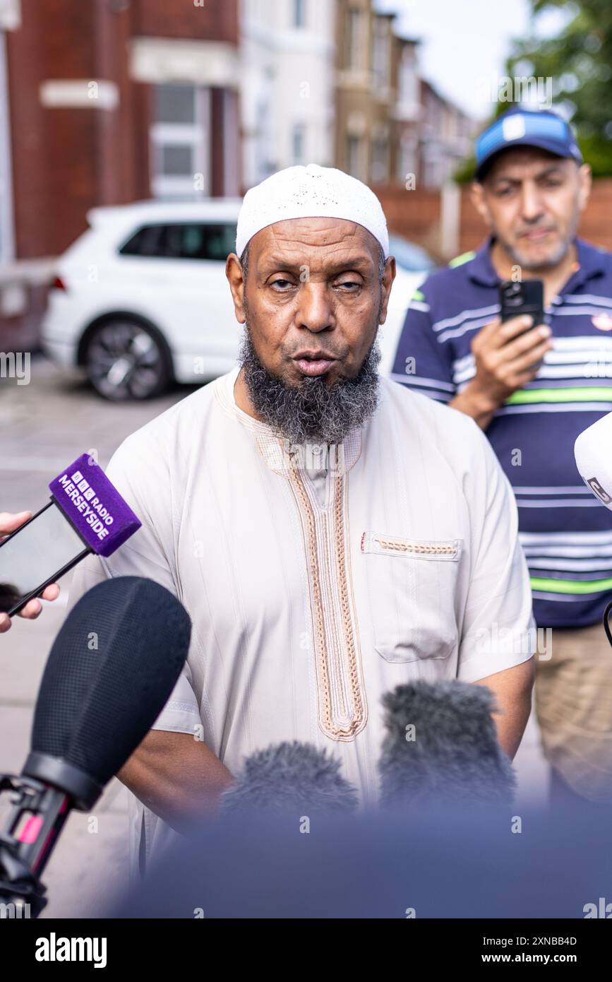 Imam Sheik Ibrahim Hussein, speaks to media outside Southport Islamic ...