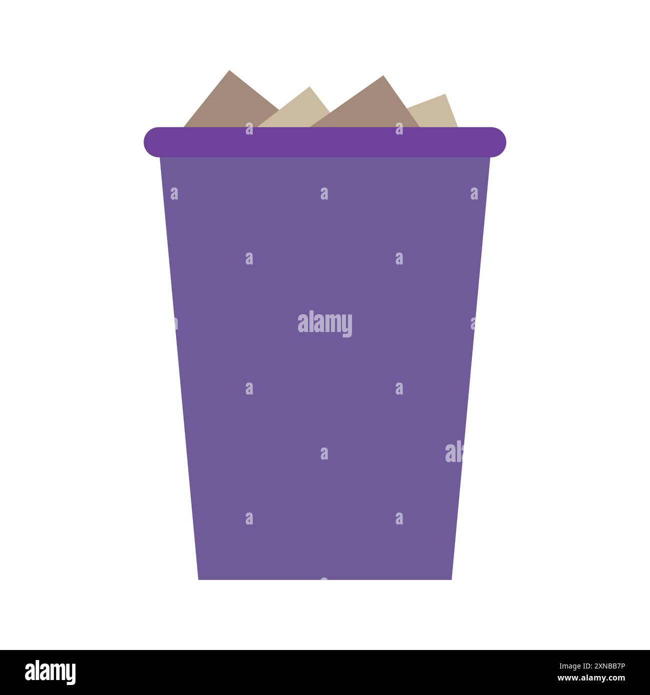 Trash bin icon. Purple waste container. Full garbage basket. Vector illustration Stock Vector ...