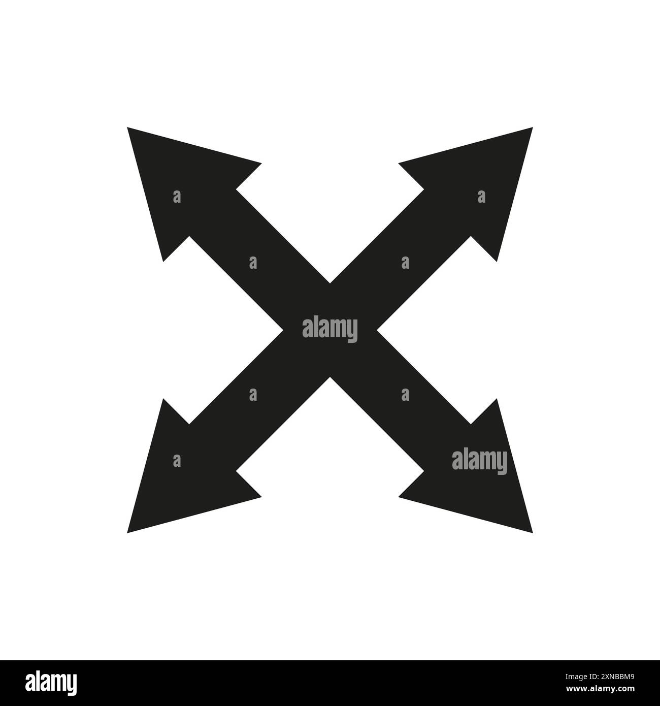 Expand arrows icon. Black four-way arrows. Vector direction symbol ...