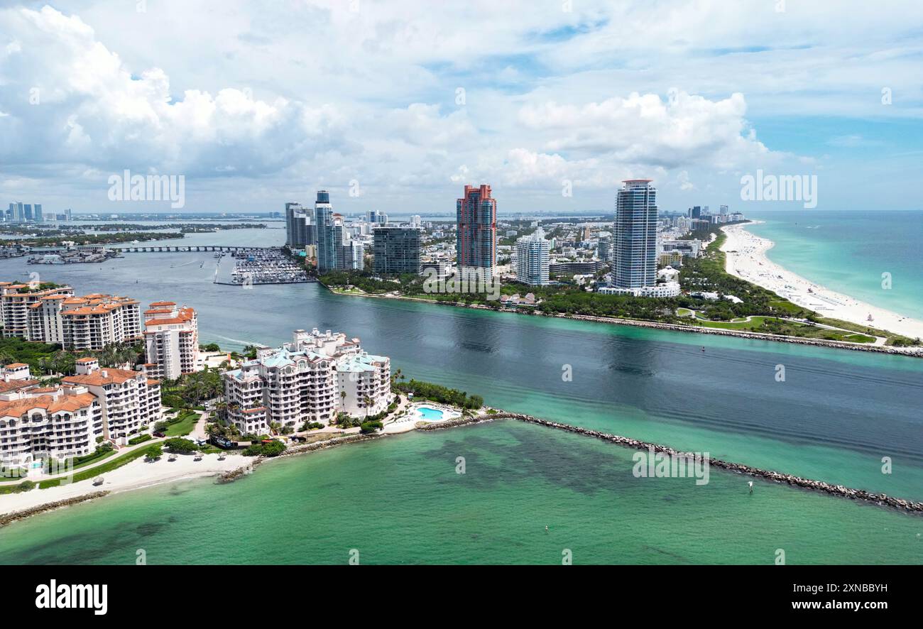 Aerial view of South Pointe Park. Miami Beach. Florida. USA. Summer ...
