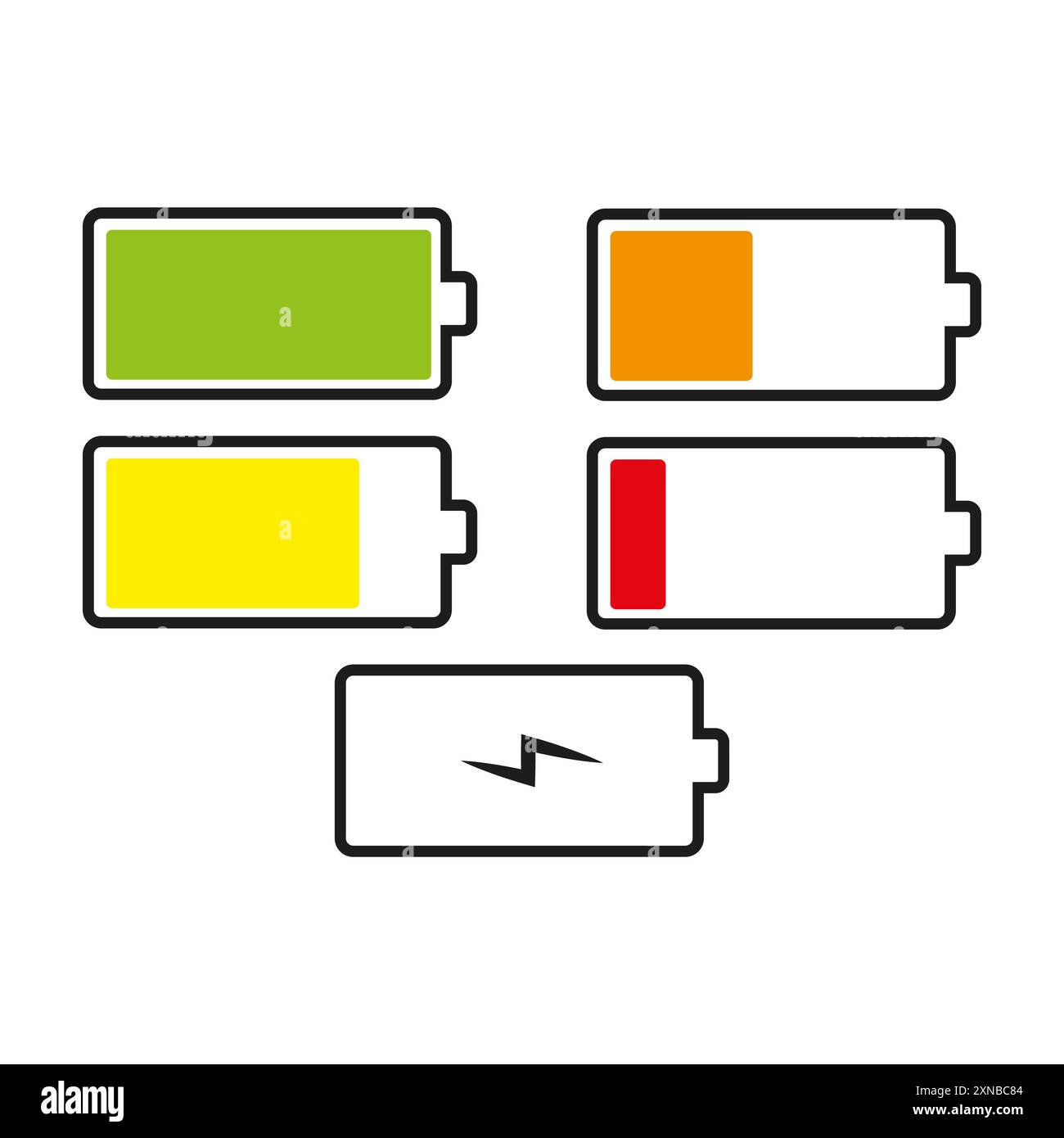 Battery level icons. Colorful charge indicators. Power status symbols ...