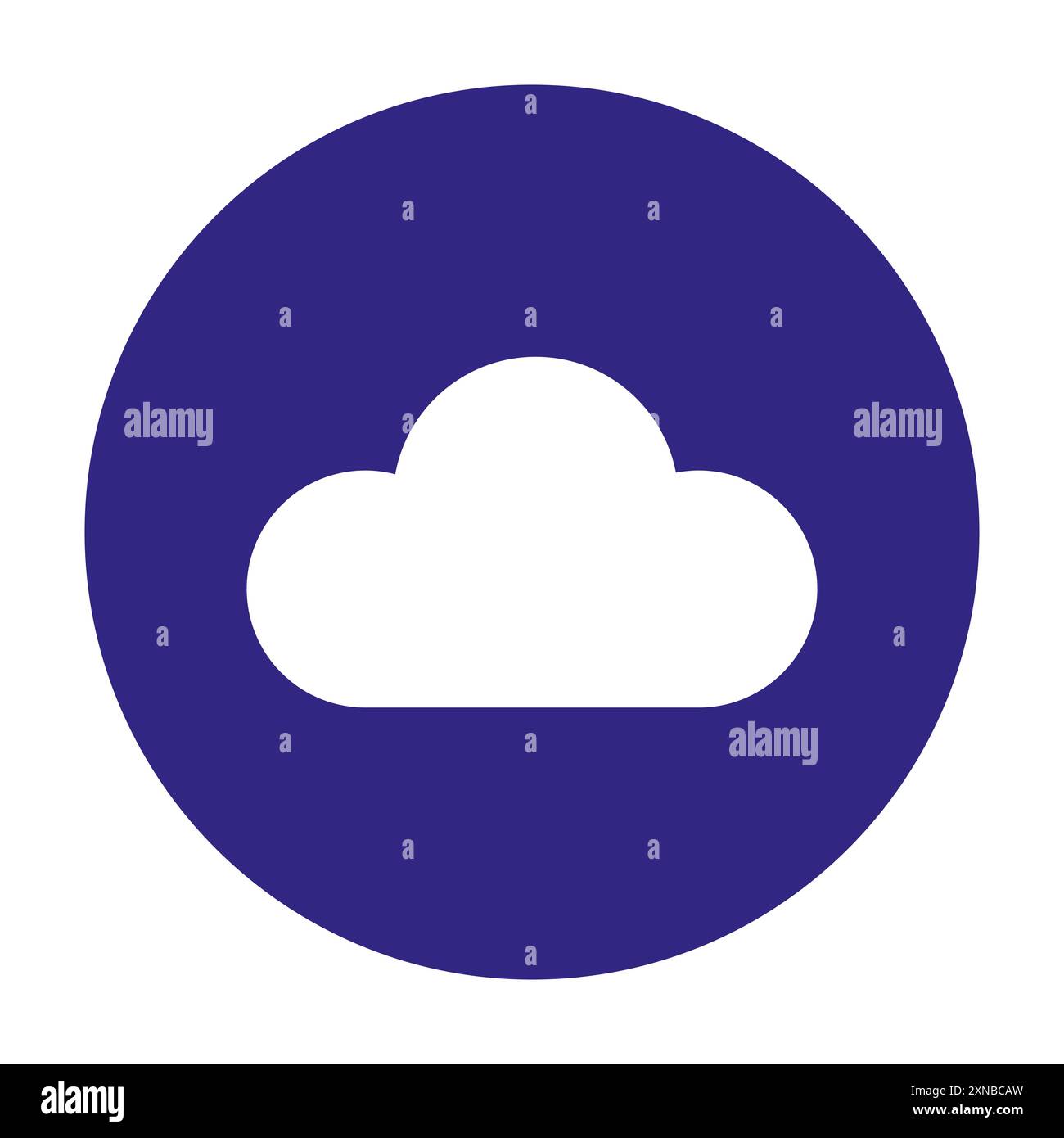 Cloud icon vector. White cloud symbol. Dark blue circle background ...