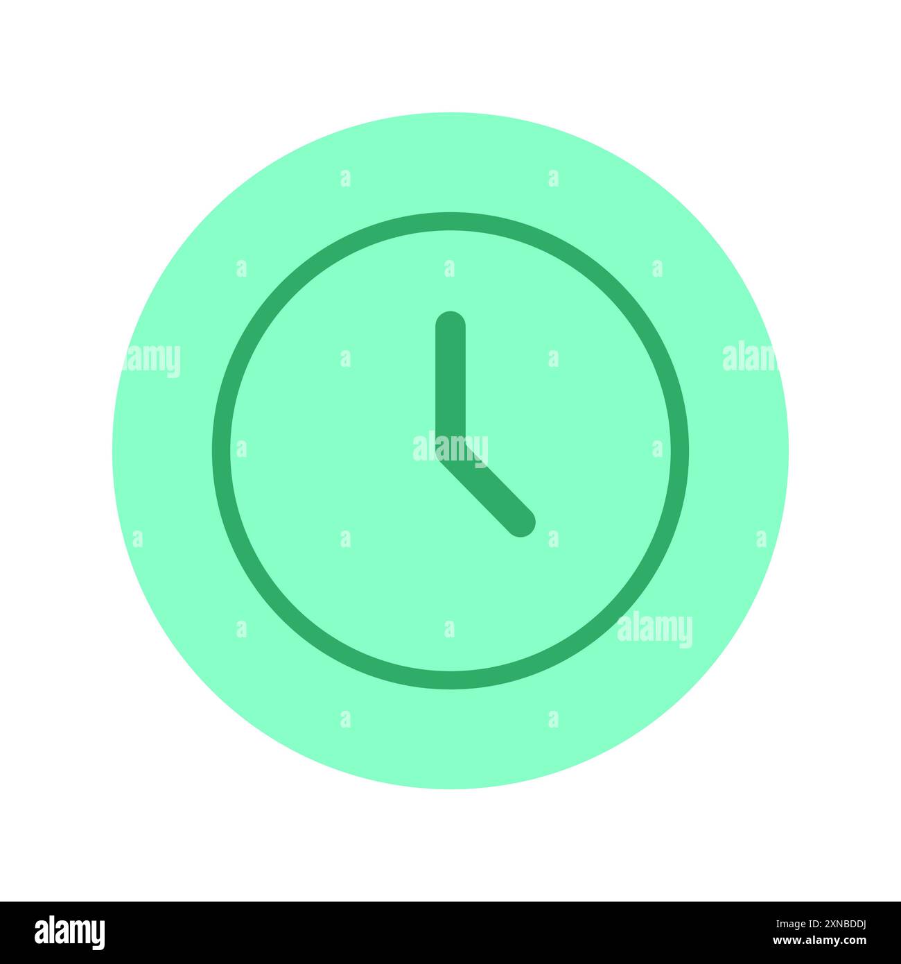 Clock icon vector. Green time symbol. Mint circle background. Simple ...