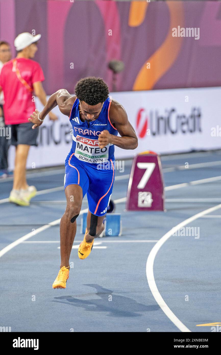 Pablo Mateo (France) during the 200m men final at European Athletics ...