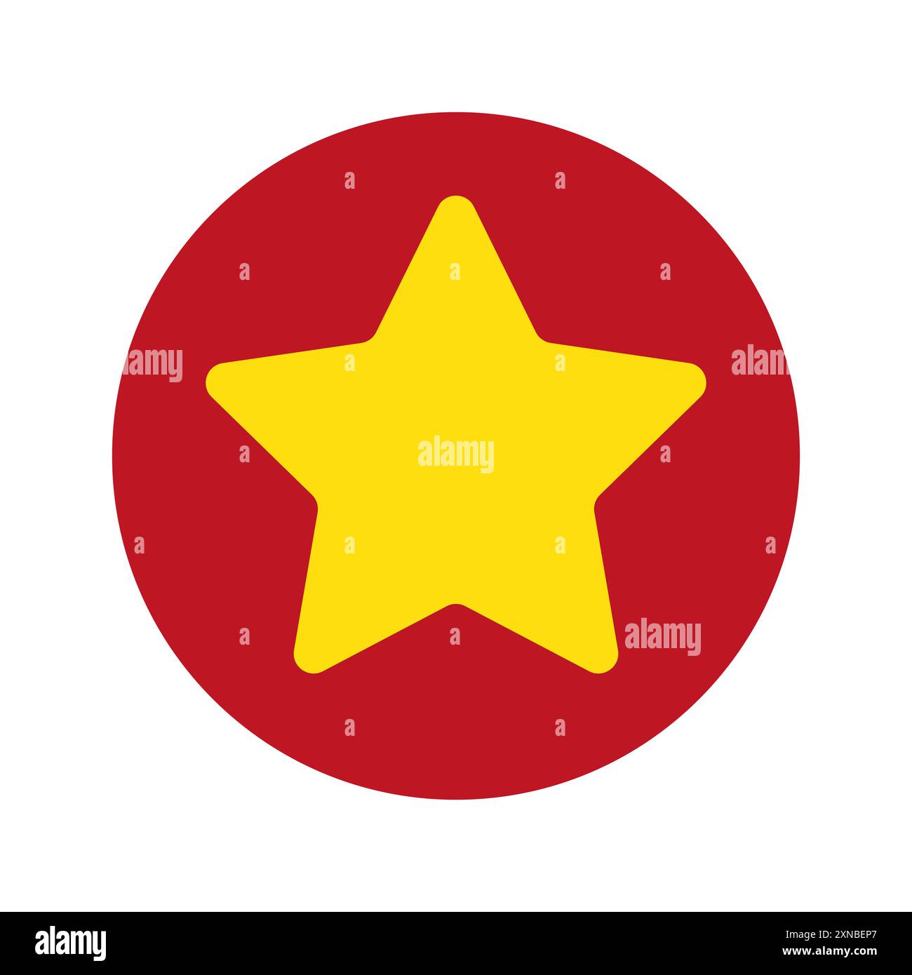 Star icon. Yellow star symbol. Red circular background. Vector flat ...