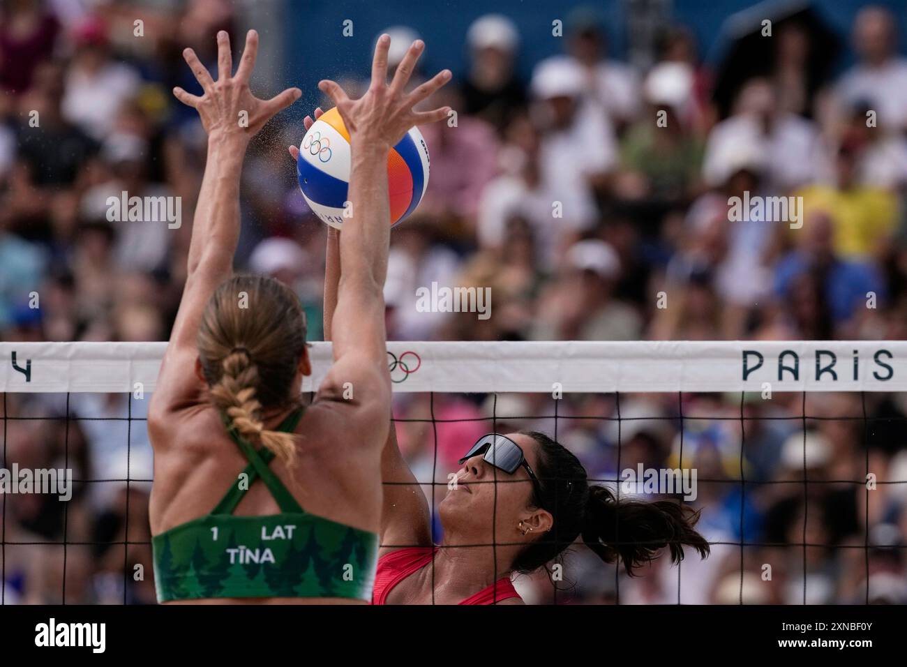 Paraguay's Giuliana Poletti reaches the ball during the women's pool D ...