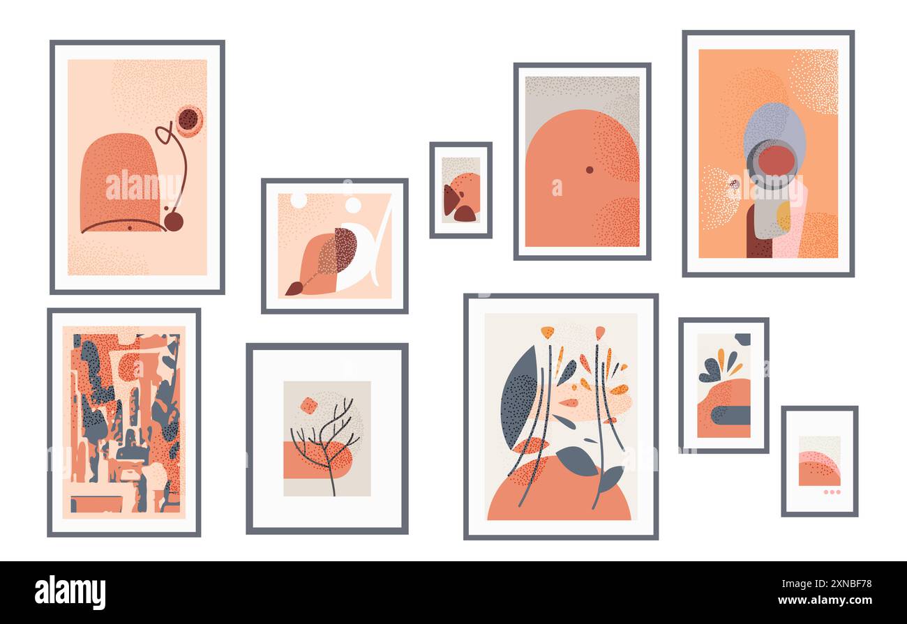 Framed abstract art collection modern decor gallery wall arrangement ...