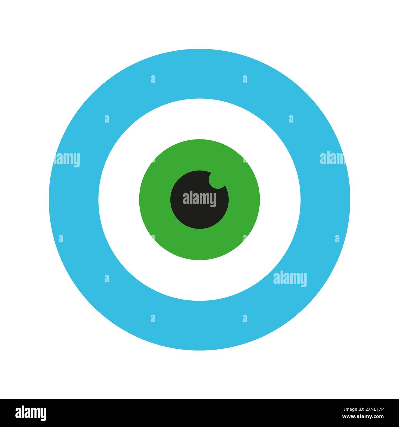 Eye icon vector. Blue circle background. Green and black design. Vision ...