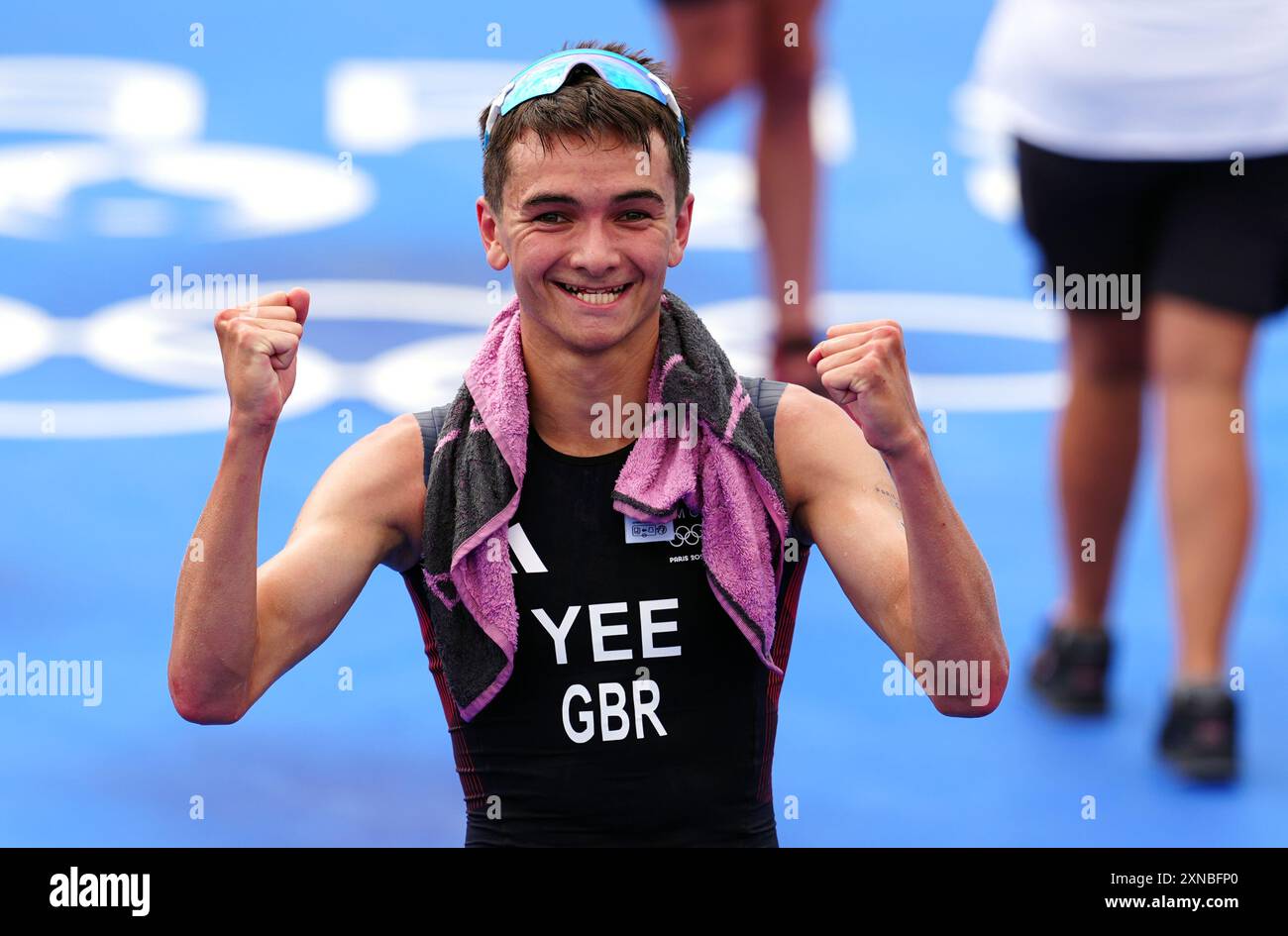 Great Britain's Alex Yee celebrates winning a gold medal following the ...
