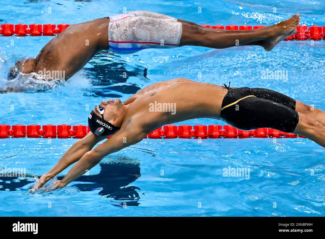 Paris, France. 31st July, 2024. Thomas Ceccon of Italy competes in the ...