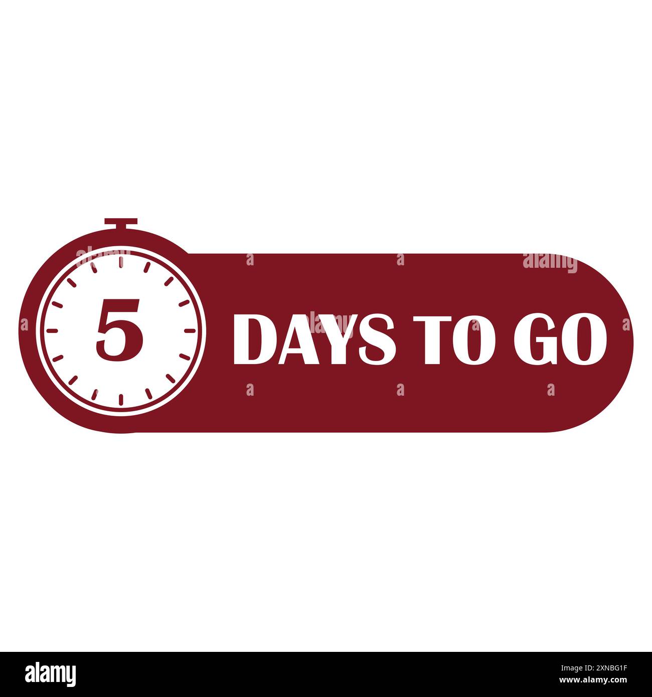 Countdown Timer Icon Five Days Remaining Bold Red Design Vector Time Symbol Stock Vector