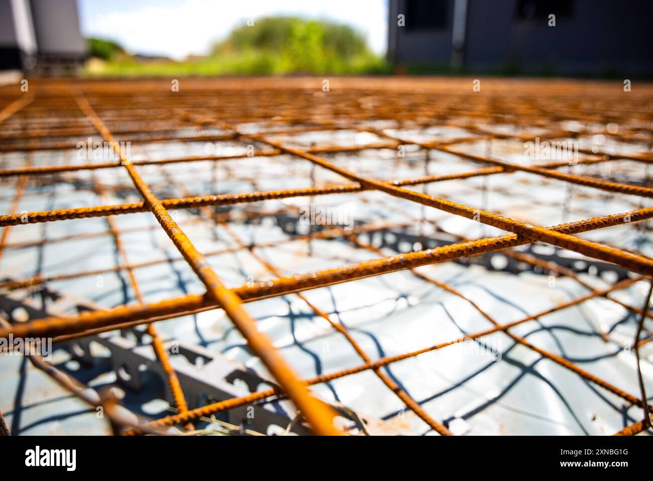 Rebar Structure for Concrete Foundation at a Construction Site Stock ...