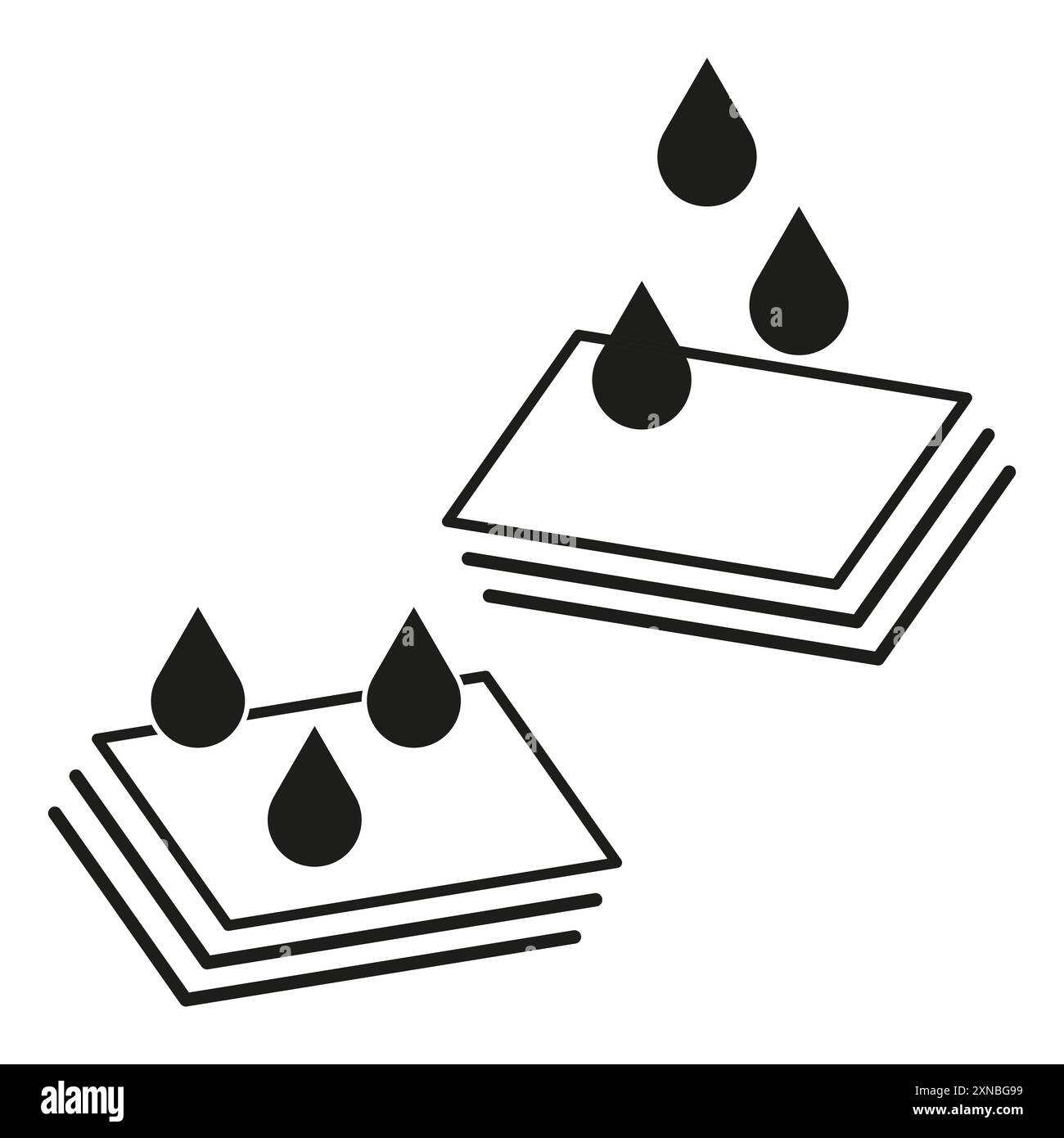 Paper sheets icon. Water drops symbol. Vector illustration. Black and ...