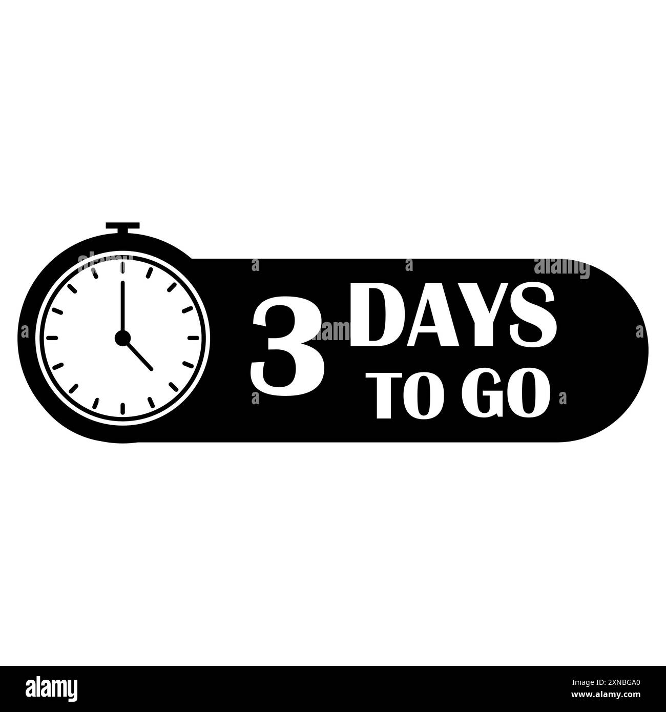 Countdown timer icon. Three days to go. Vector illustration. Black and white design Stock Vector ...