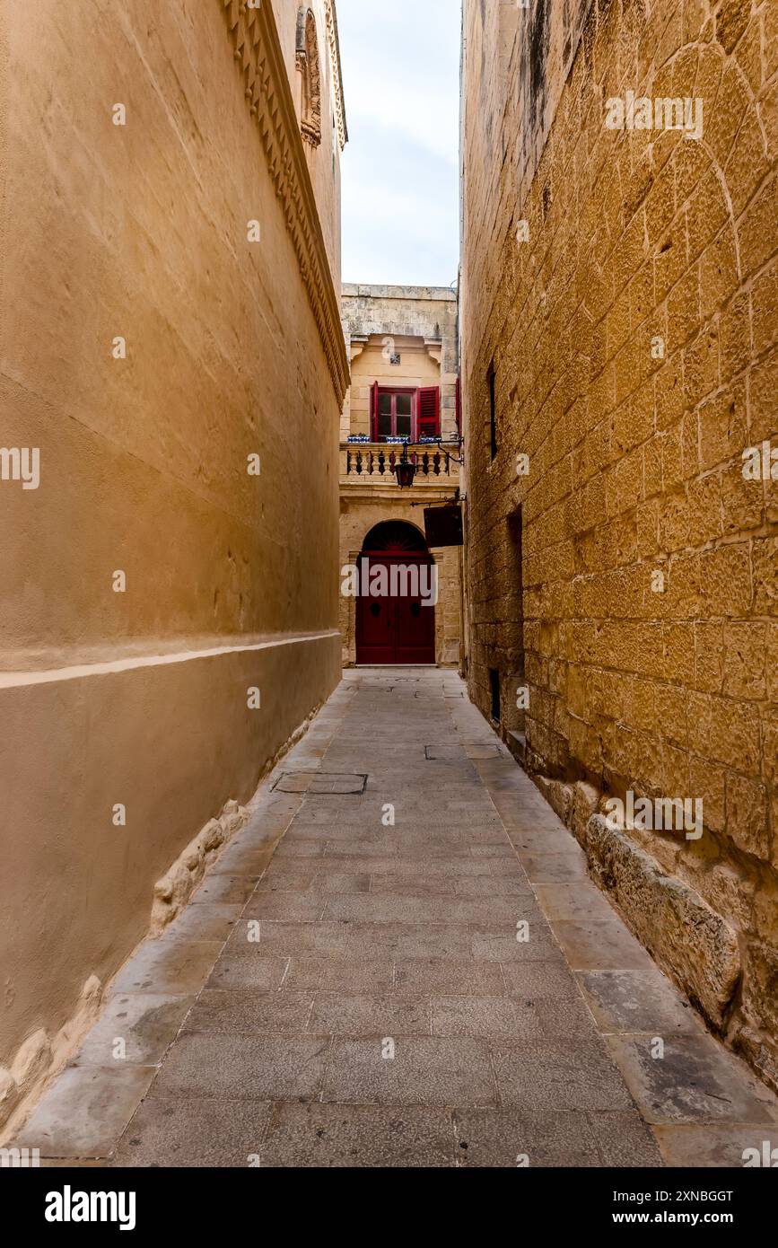 Empty street of ancient Roman city Mdina, ancient capital of Malta ...