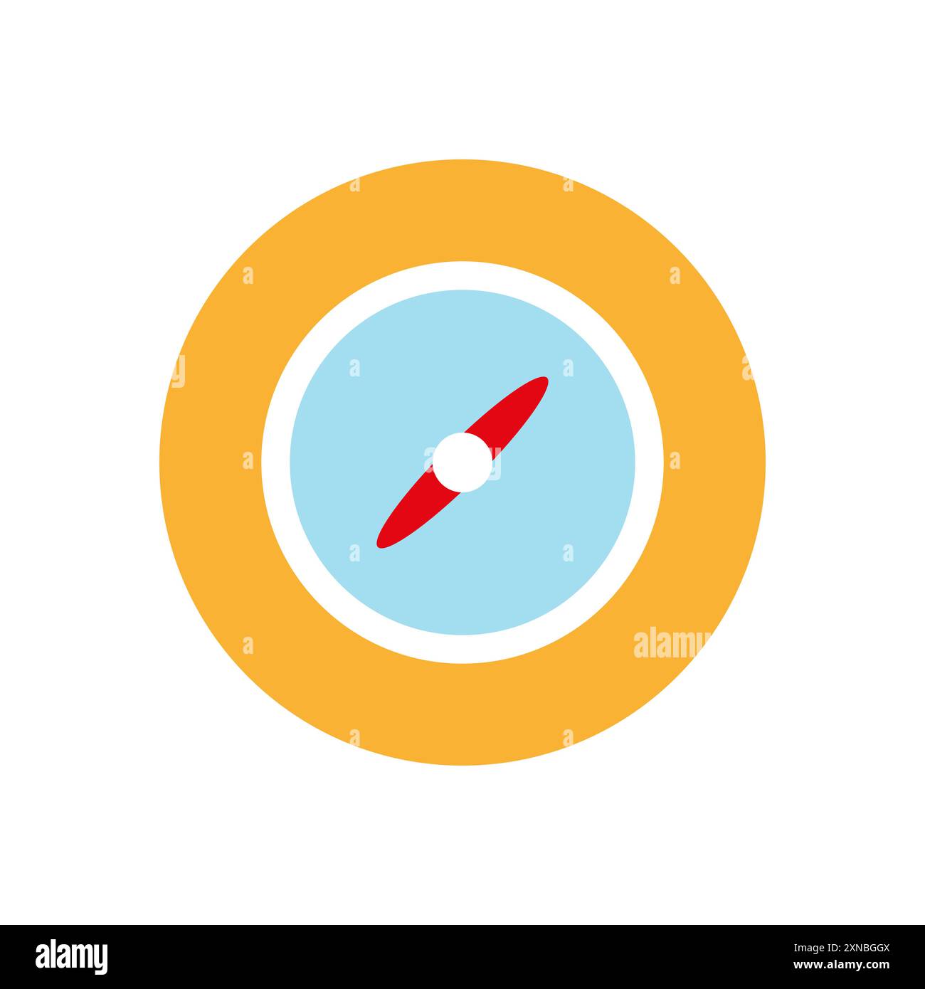 Compass icon vector. Yellow circle background. Blue and red design ...