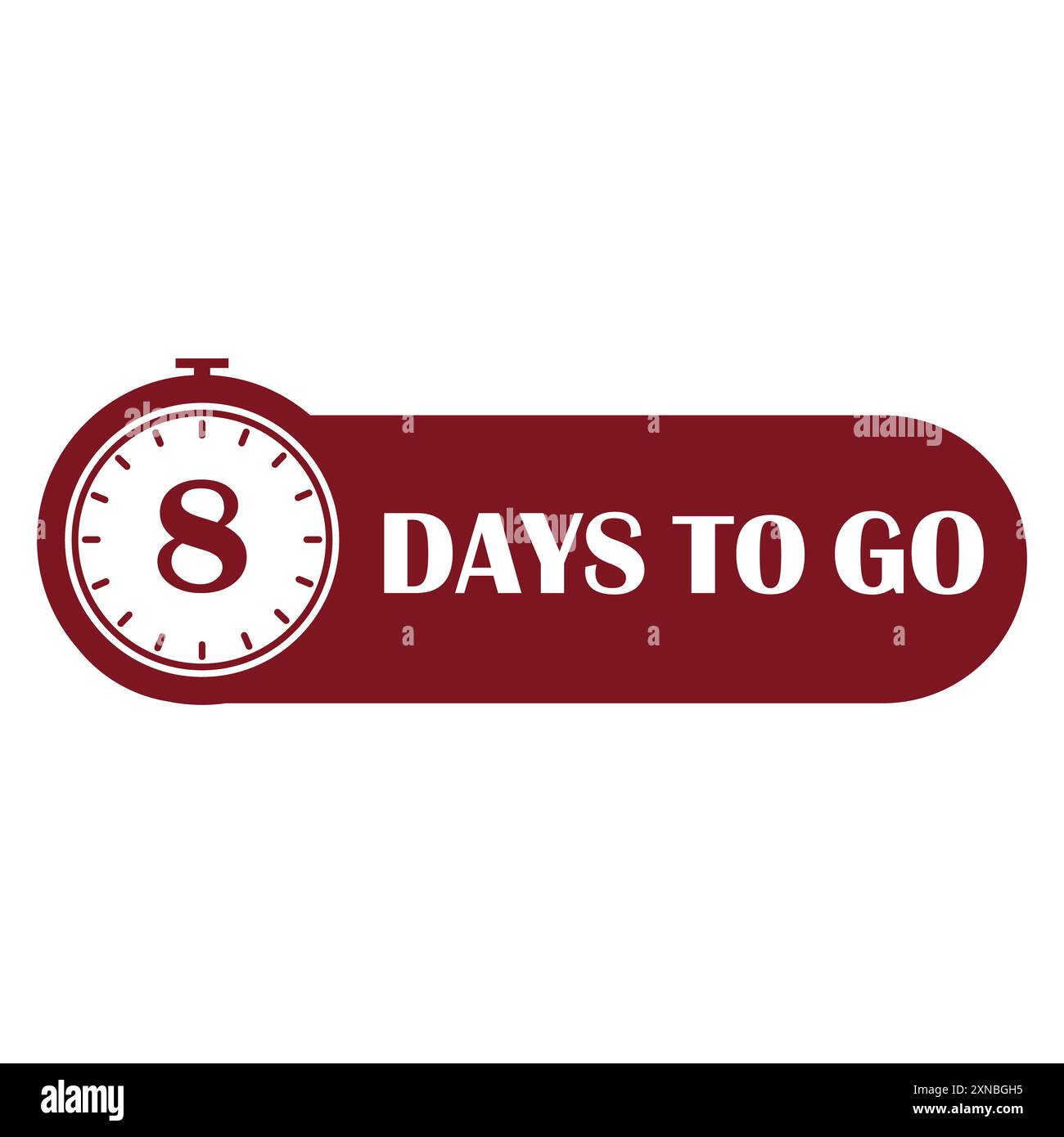 Countdown timer icon. Eight days left. Bold red design. Vector time symbol Stock Vector Image ...