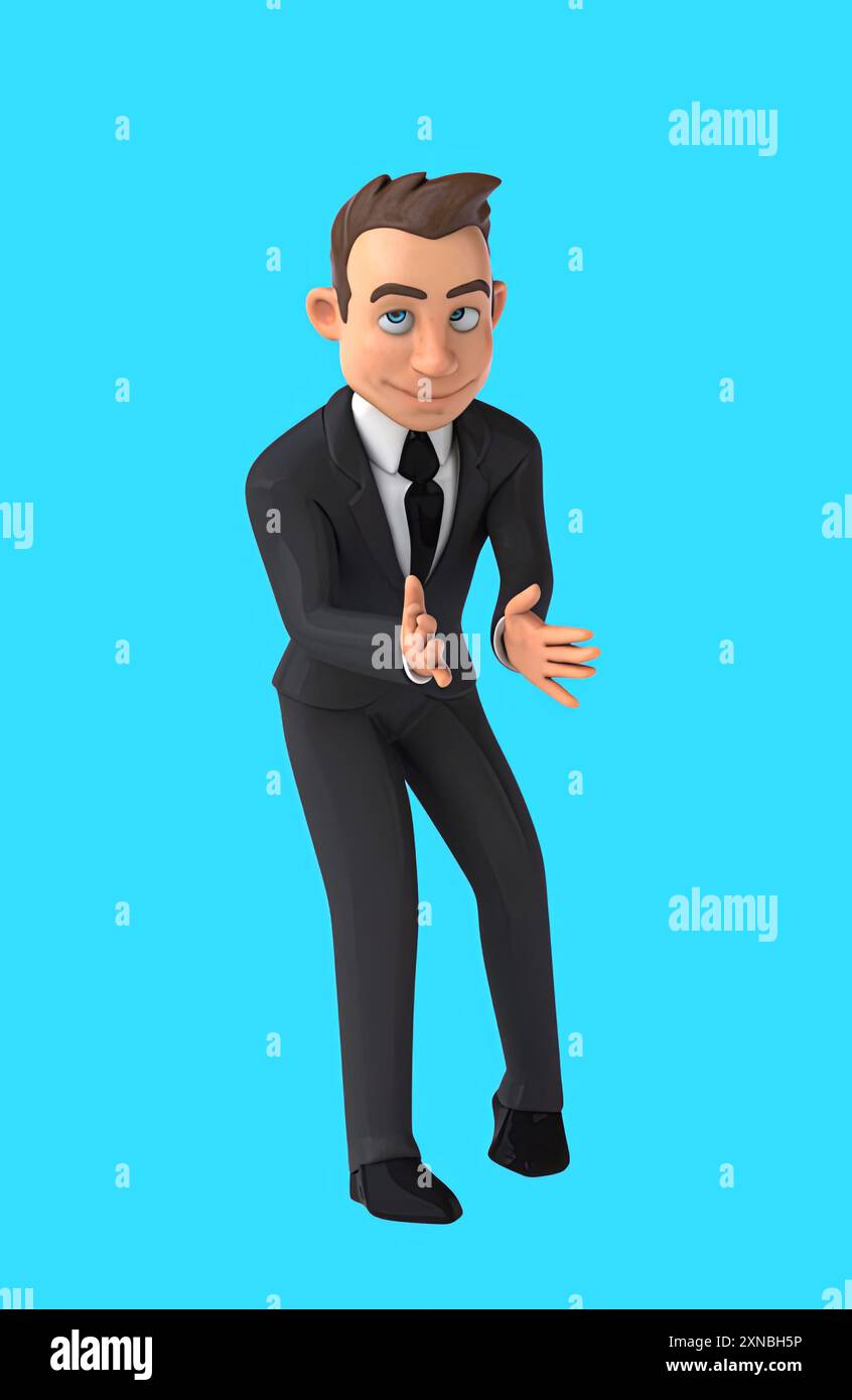 Fun 3D cartoon business man clapping Stock Photo - Alamy