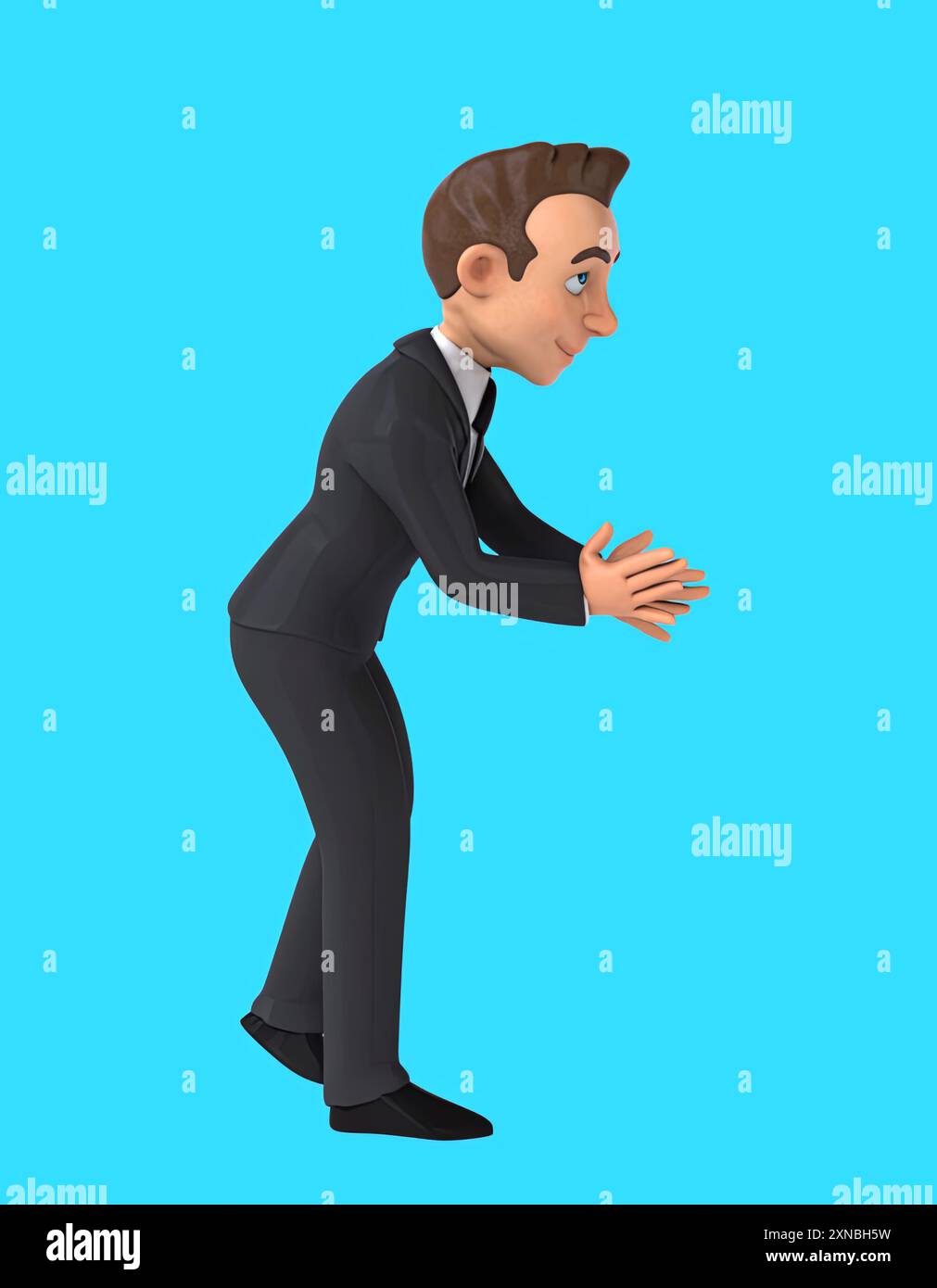 Fun 3D cartoon business man clapping Stock Photo - Alamy