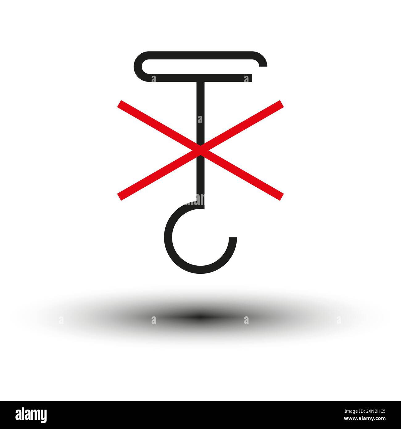 No hanging clothes icon. Red cross. Black and white symbol. Vector ...