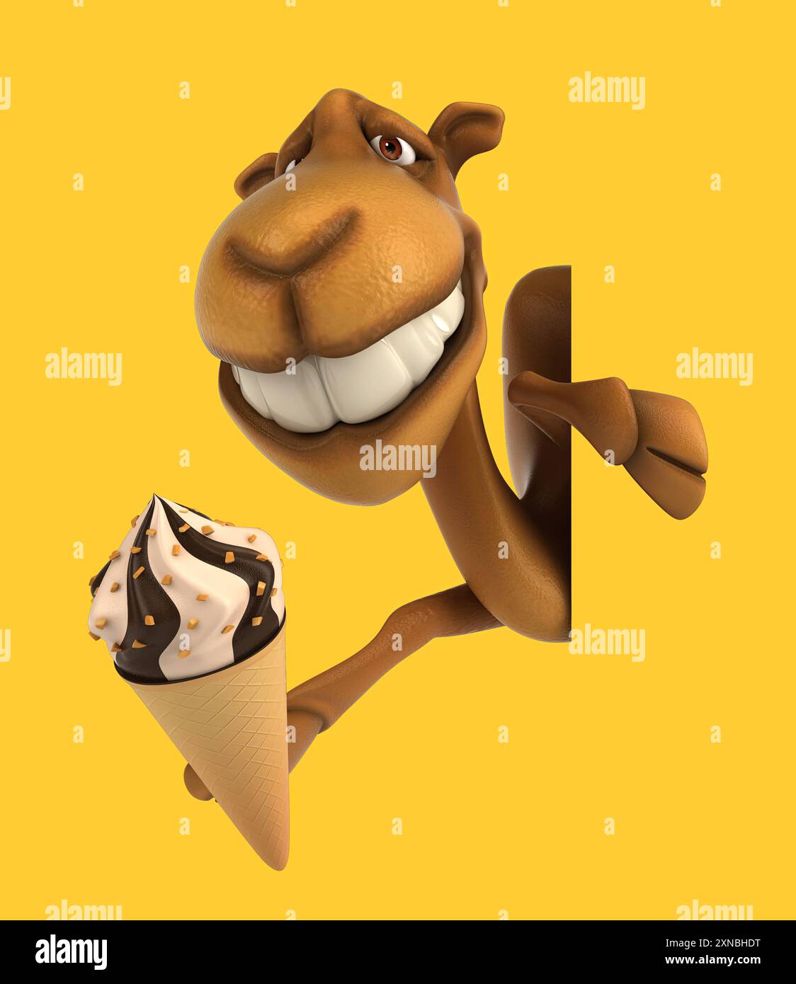 Fun 3D cartoon camel with an ice cream Stock Photo - Alamy