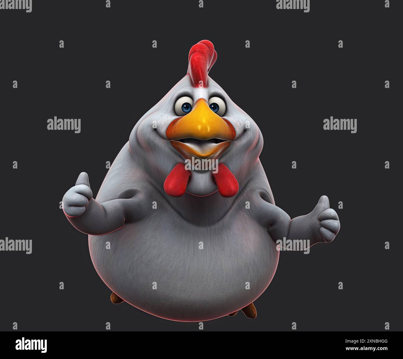Fun 3D cartoon chicken with thumbs up and down Stock Photo - Alamy