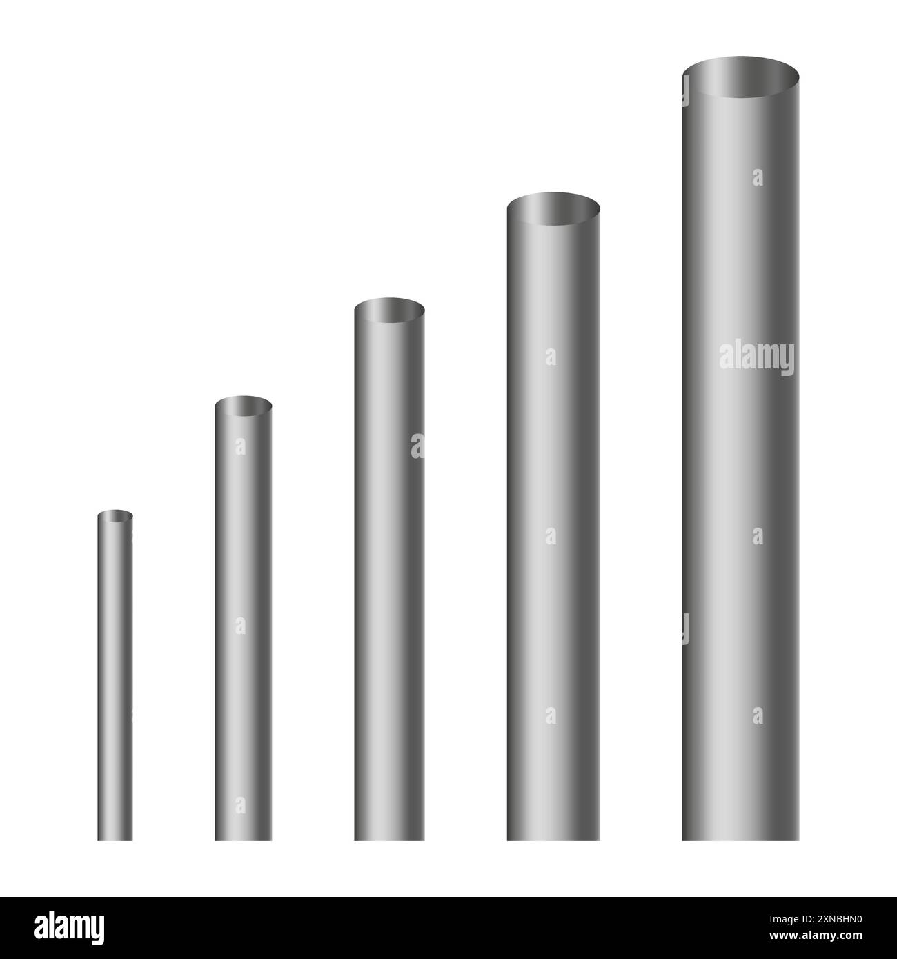 Metal pipes illustration. Gradient silver cylinders. Industrial vector ...