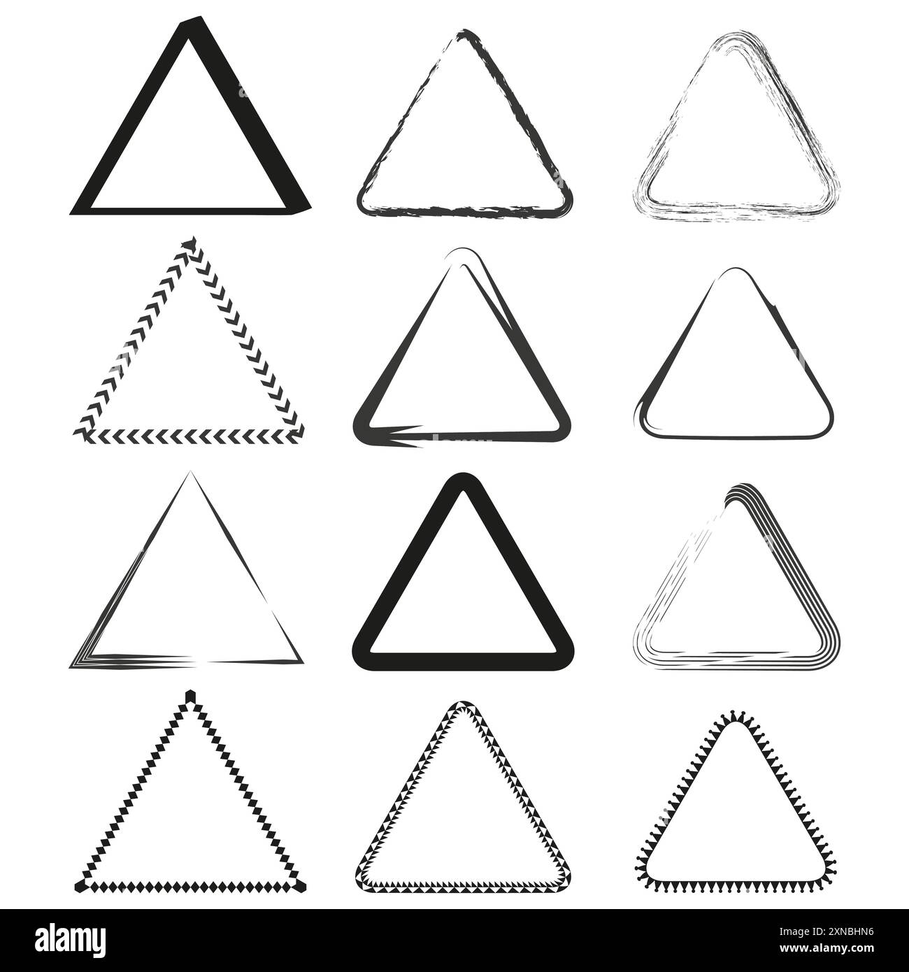 Variety of triangle frames. Black and white. Different styles. Vector ...