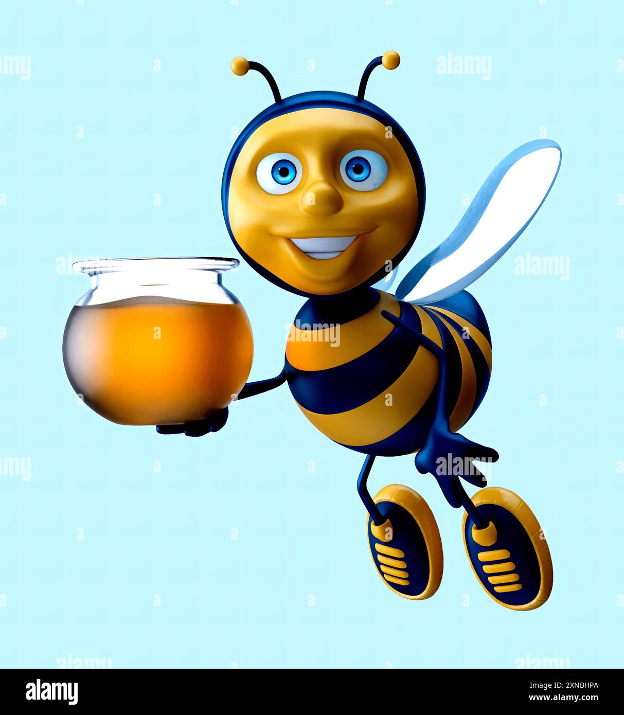 4K cartoon illustration of a fun Bee Stock Photo - Alamy