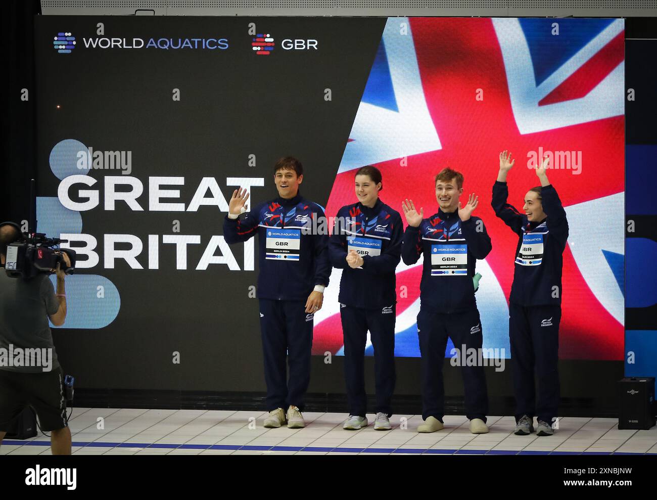 Berlin, Germany - March 22, 2024: Divers from Team Great Britain greet ...