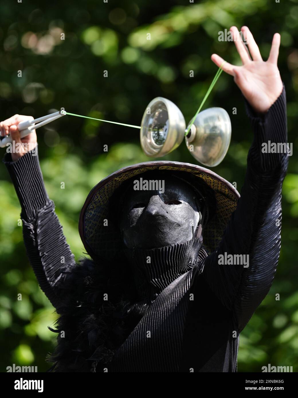 Japanese contemporary circus troupe, Cirquework, at the Scots Monument, Edinburgh, as they ...