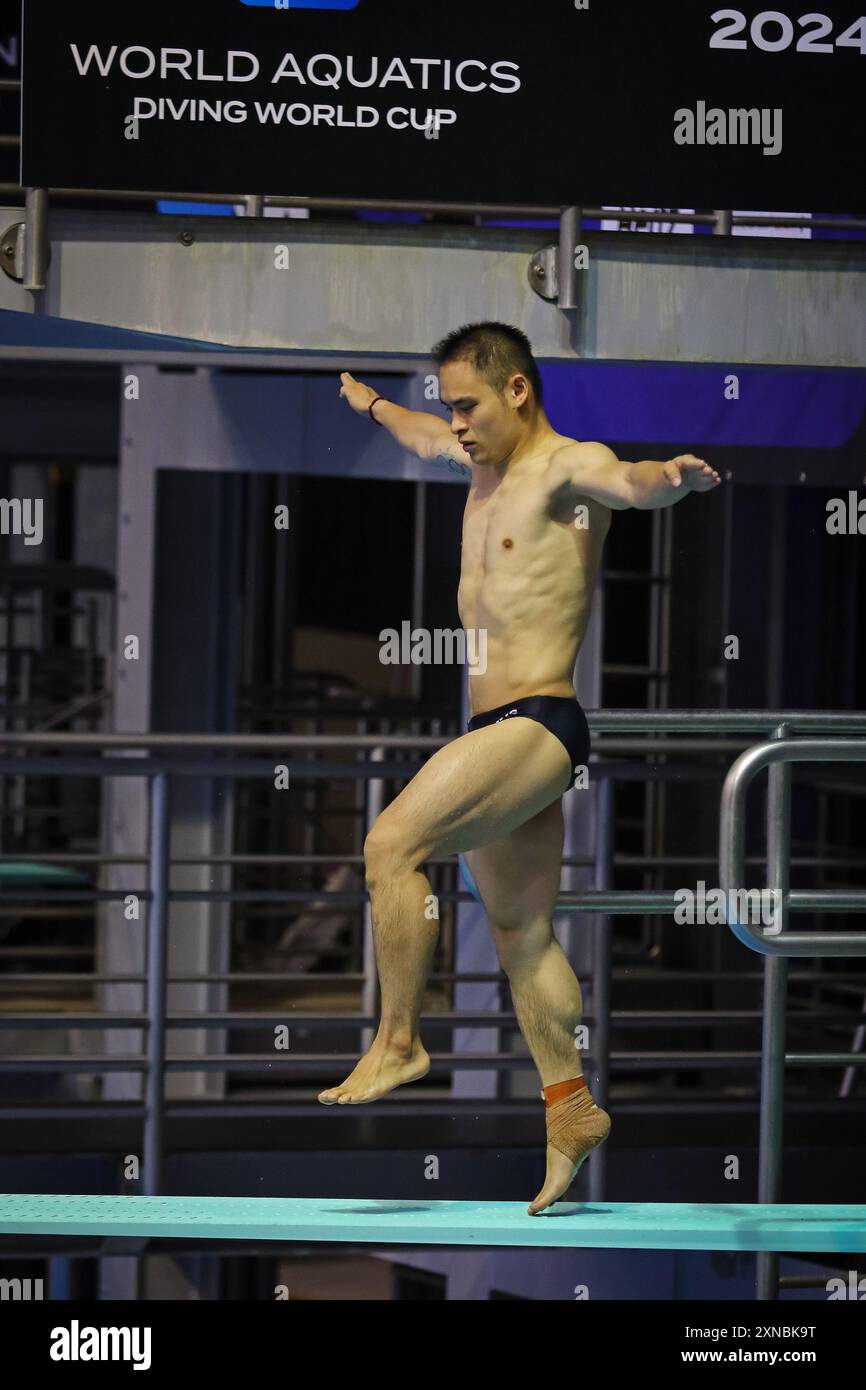 Berlin, Germany - March 22, 2024: Shixin LI of Australia performs during Mixed 3m & 10m Team ...