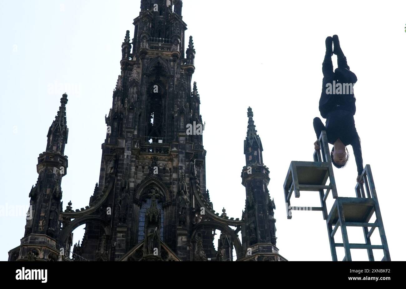 Japanese contemporary circus troupe, Cirquework, at the Scots Monument ...