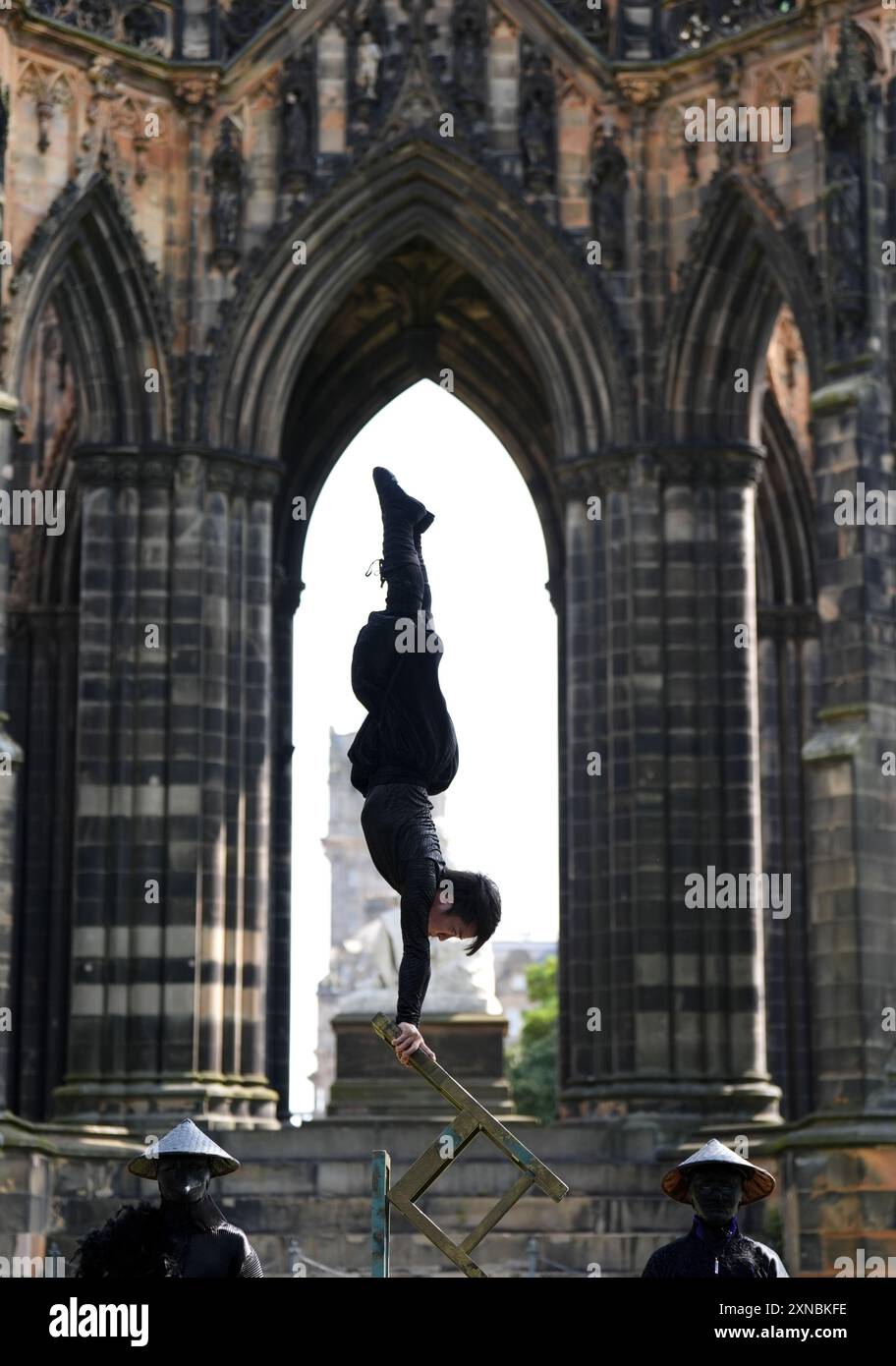 Japanese contemporary circus troupe, Cirquework, at the Scots Monument ...