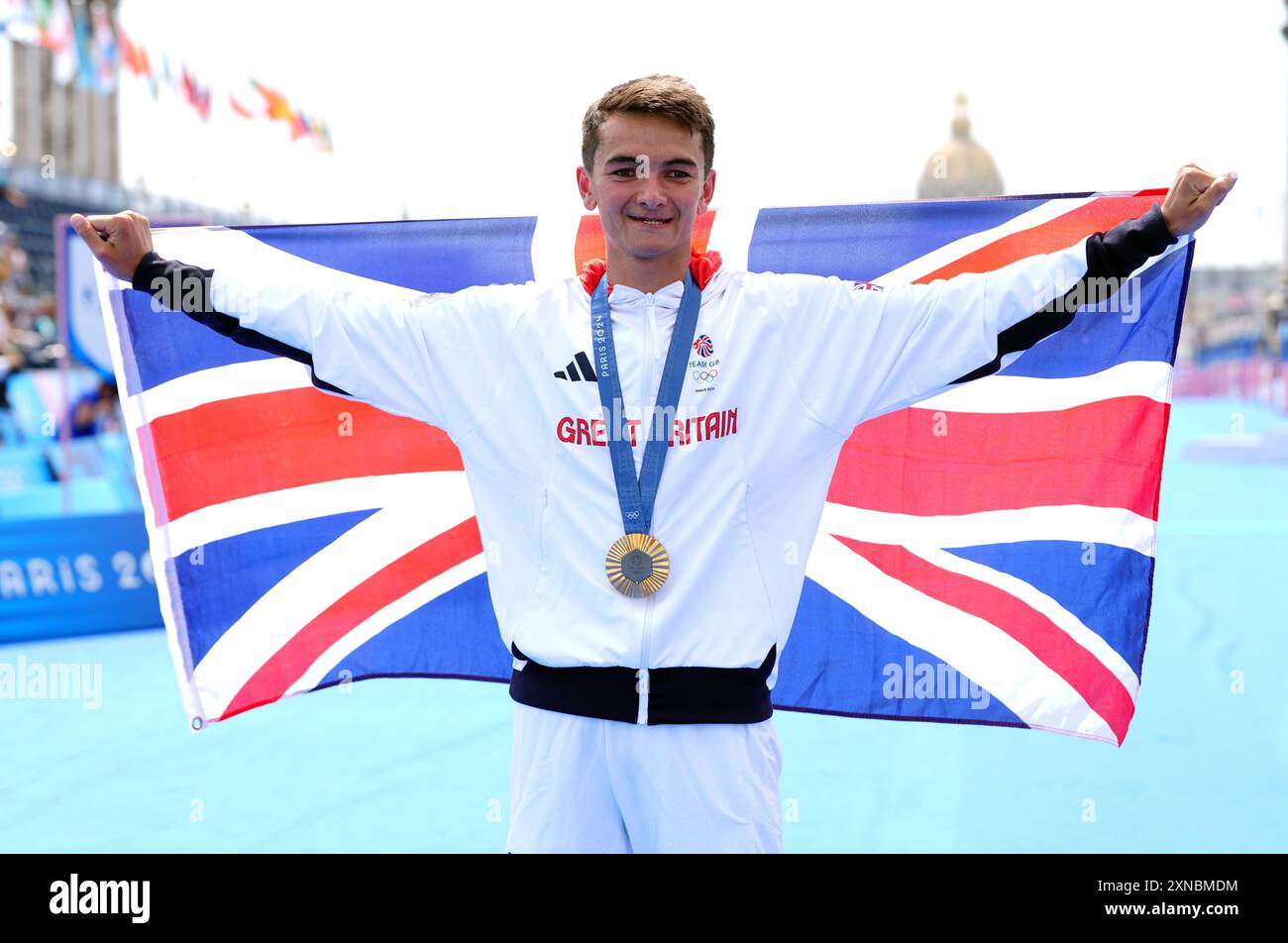 Great Britain's Alex Yee with his gold medal following the Men's ...