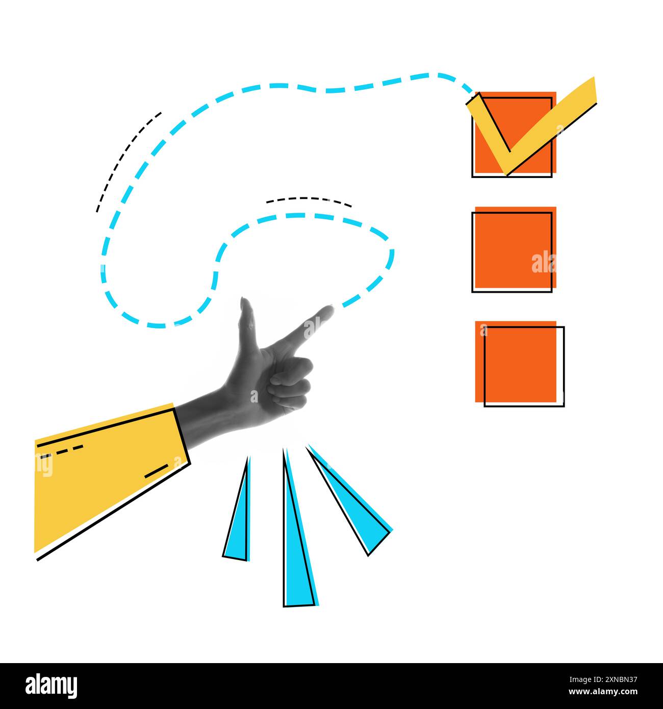 Female hand pointing to checklist with big tick mark, symbolizing ...