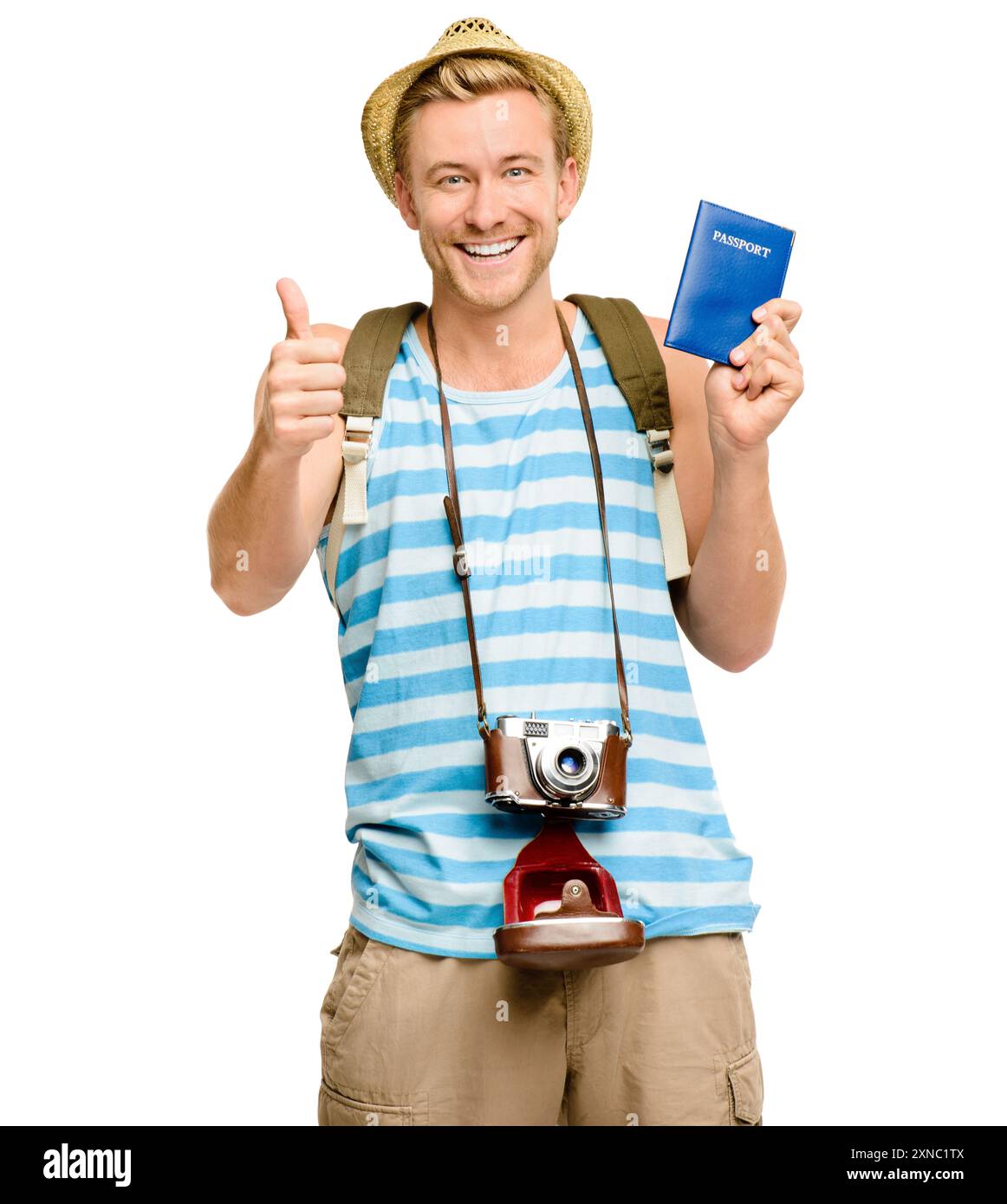 Immigration happy man passport hi-res stock photography and images - Alamy