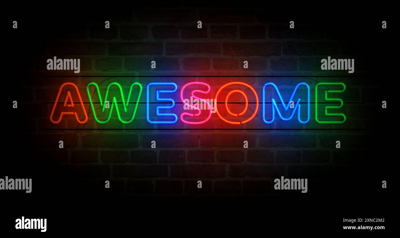 Awesome neon symbol. Extraordinary style light color bulbs. Abstract ...