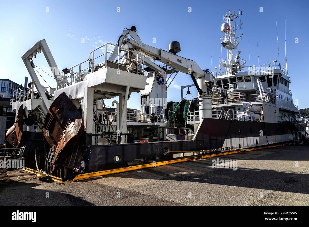 Fishery research and survey vessel Johan Hjort in the port of Bergen ...