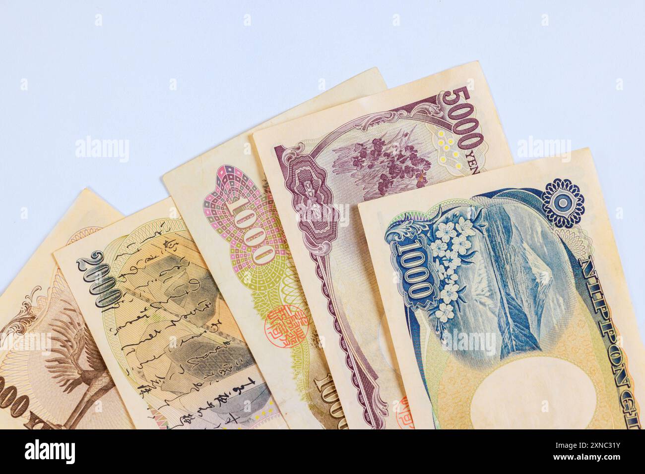 Variety Japanese yen banknotes of various denominations are issued by ...