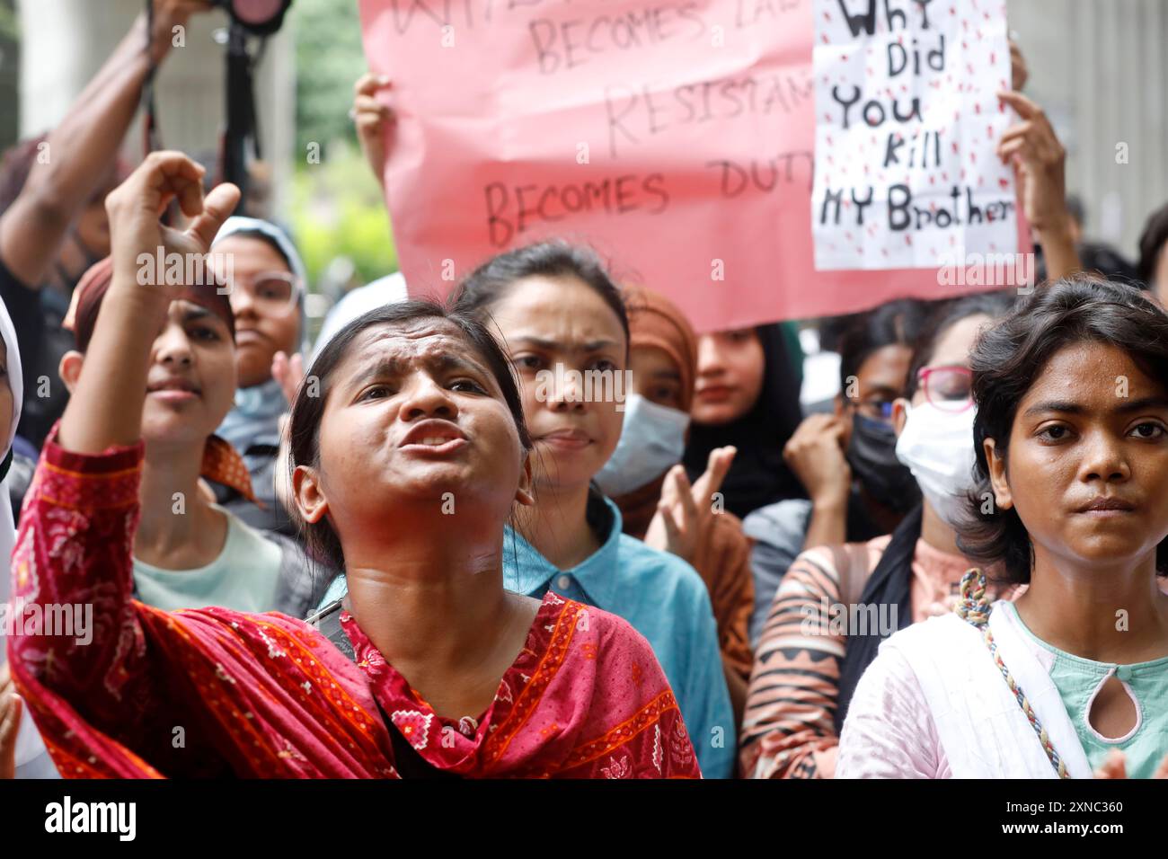 Dhaka, Bangladesh - July 31, 2024: Students protest in front of the ...