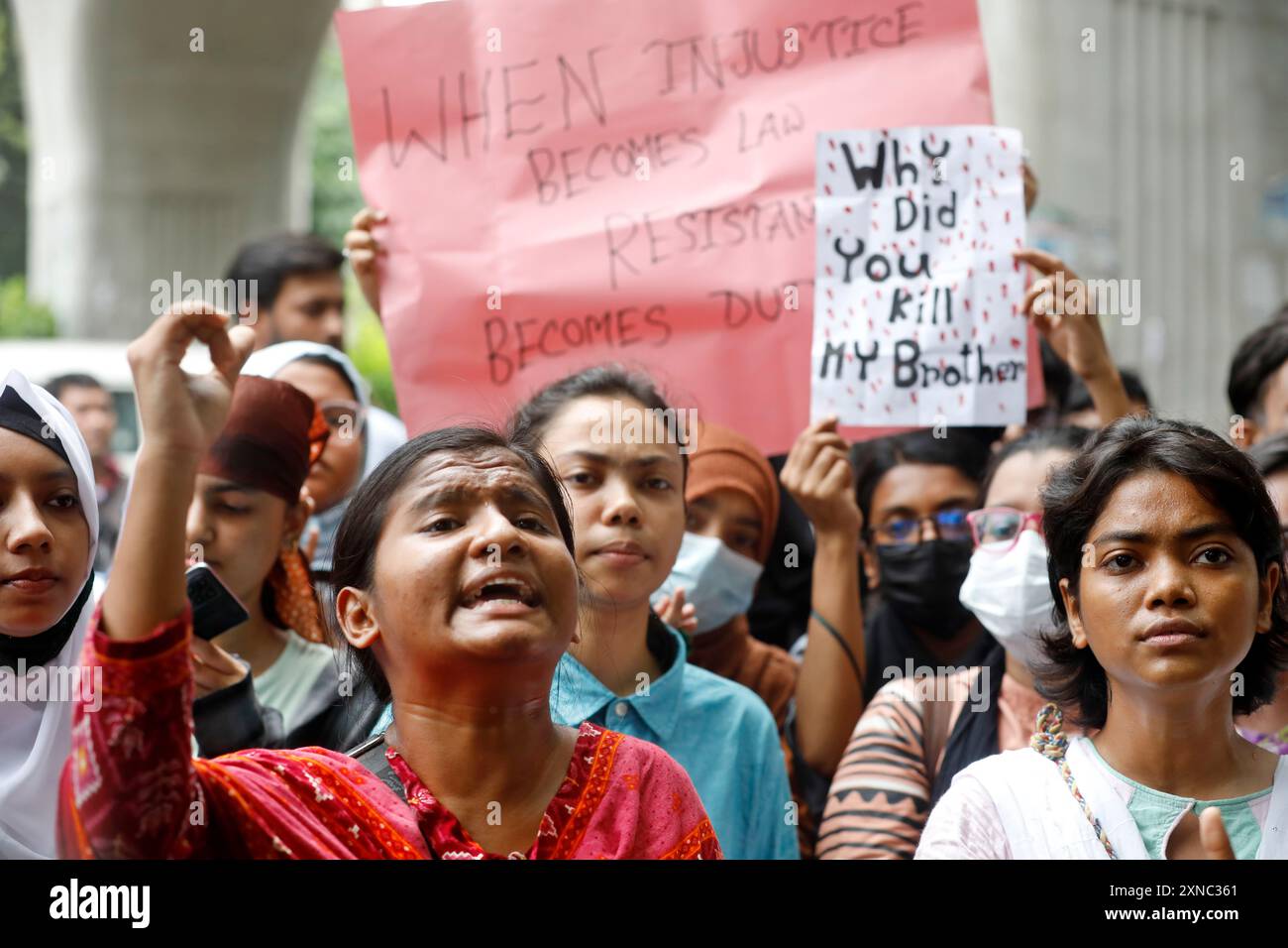 Dhaka, Bangladesh - July 31, 2024: Students protest in front of the ...