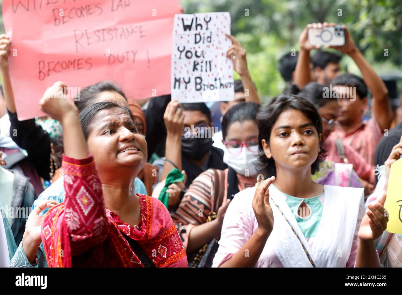 Dhaka, Bangladesh - July 31, 2024: Students protest in front of the ...