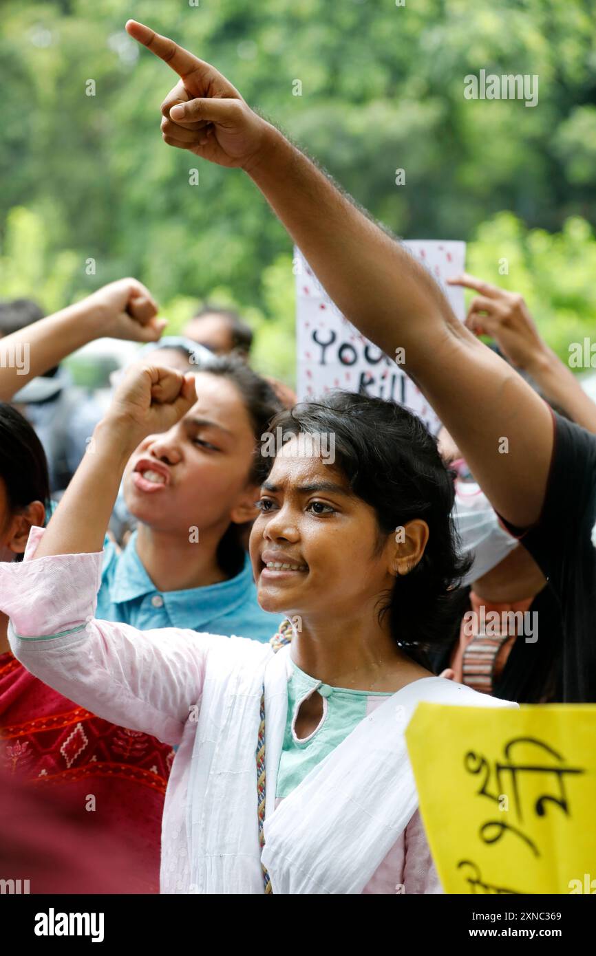 Dhaka, Bangladesh - July 31, 2024: Students protest in front of the ...